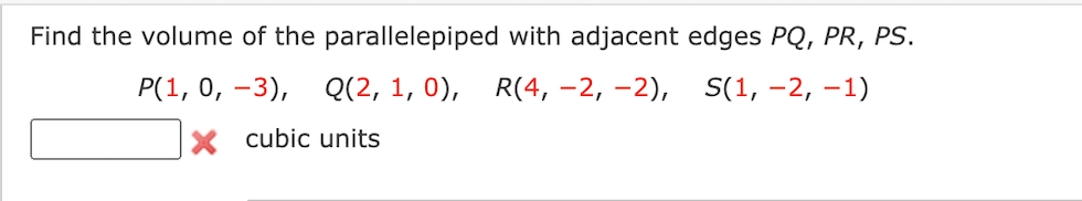 Solved Find the volume of the parallelepiped with adjacent | Chegg.com