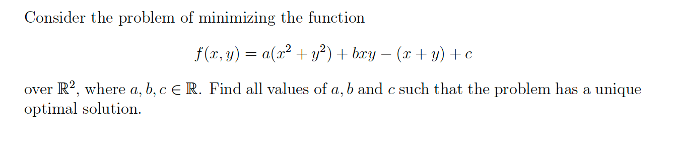 Solved nConsider the problem of minimizing the | Chegg.com
