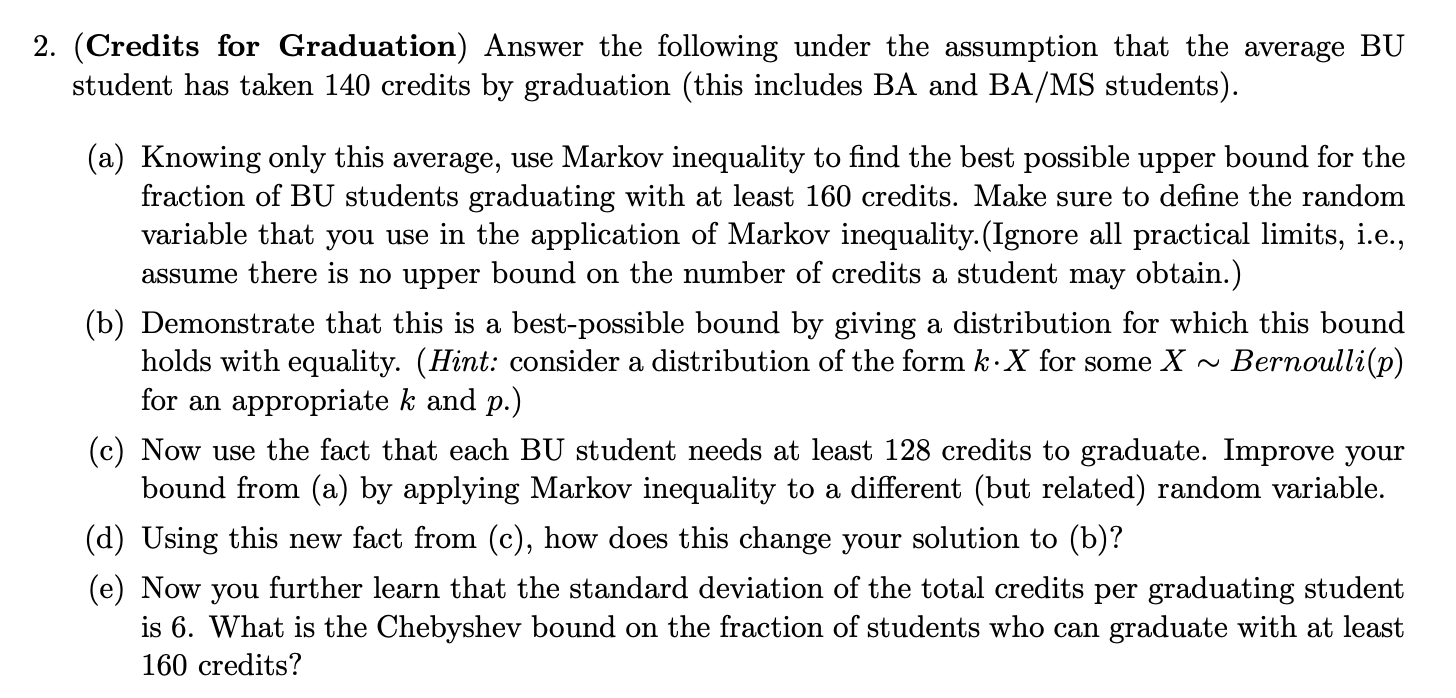 2. (Credits for Graduation) Answer the following | Chegg.com