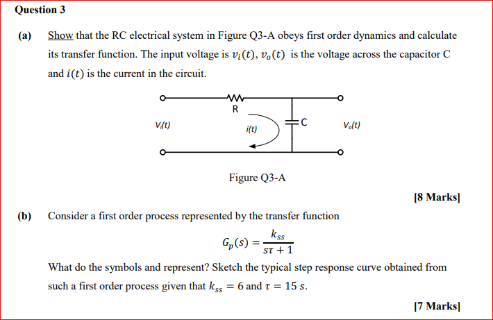 Solved Question 3 (a) Show that the RC electrical system in | Chegg.com
