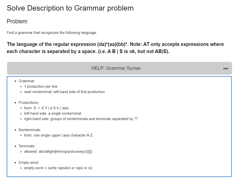 Solved Solve Description to Grammar problem Problem Find a | Chegg.com