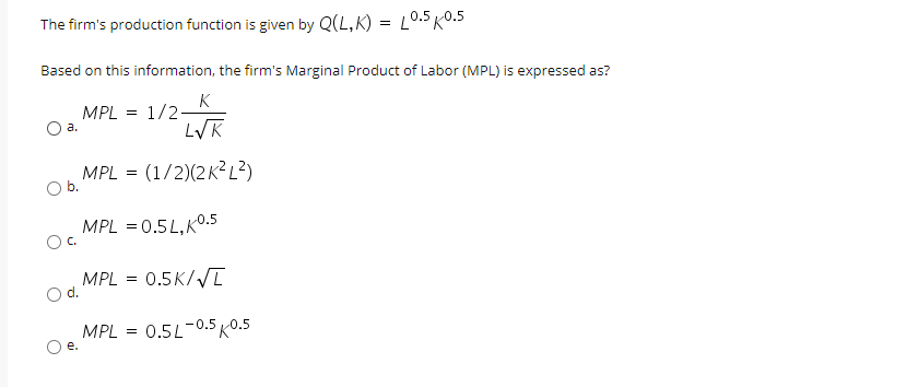 Solved The marginal rate of technical substitution (MRTS) at | Chegg.com