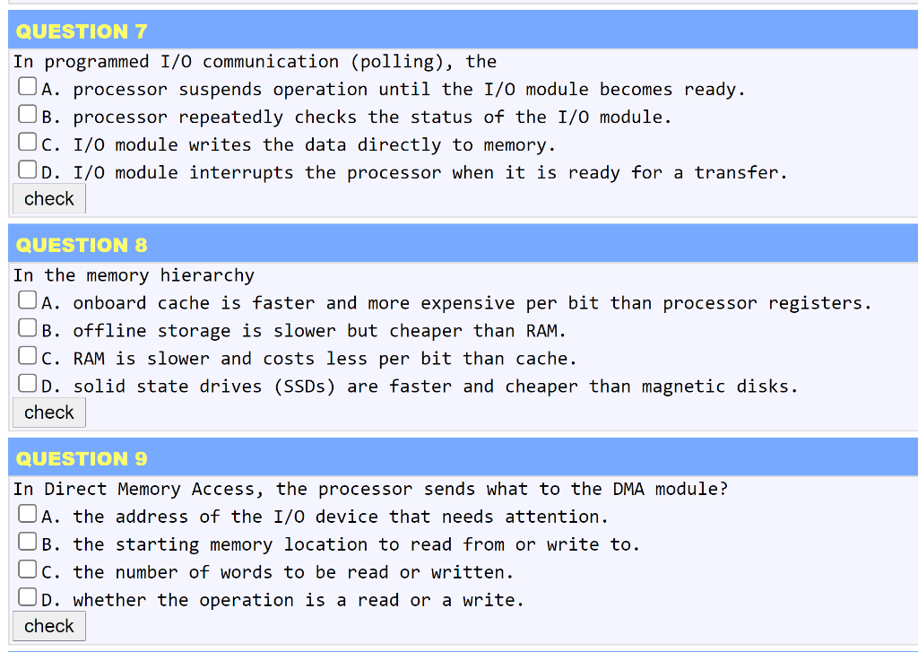Solved Some questions could have multiple correct answers. | Chegg.com