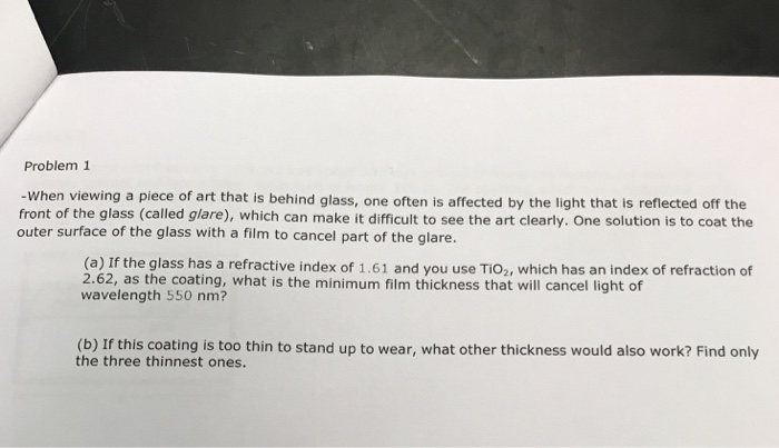 Solved Problem 1 -When viewing a piece of art that is behind | Chegg.com