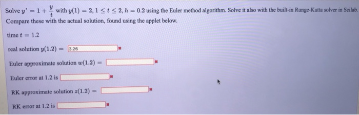 Solved Y With Y 1 0 2 Using The Euler Method Algorithm
