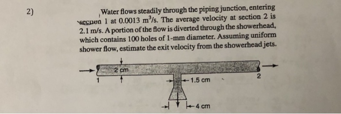 Solved ,Water flows steadily through the piping junction, | Chegg.com