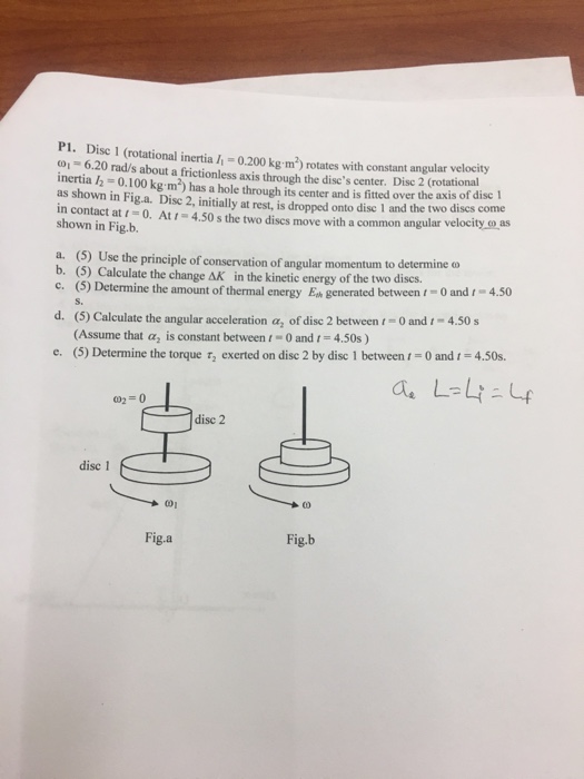Solved Disc 1 (rotational inertia I_1 = 0.200 kg middot m^2) | Chegg.com