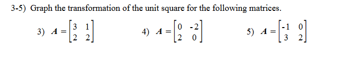 [Solved]: 3-5) Graph the transformation of the unit square