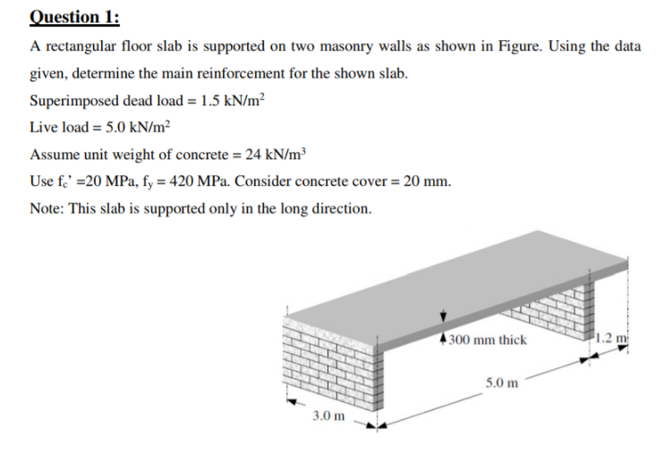 Solved Question 1: A rectangular floor slab is supported on | Chegg.com