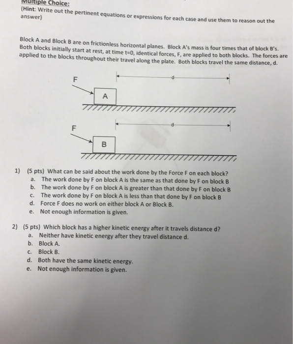 Solved Block A and Block B are on frictionless horizontal | Chegg.com