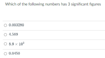Solved Which of the following numbers has 3 ﻿significant | Chegg.com