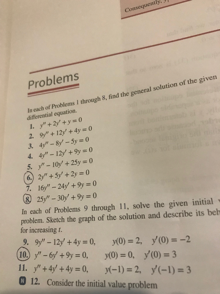 Solved Consequently, Problems In each of Problems 1 through | Chegg.com