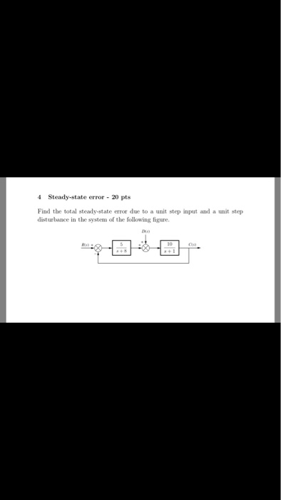 Solved 4 Steady-state error - 20 pts Find the total | Chegg.com