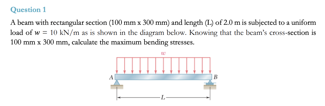 Solved Question 1 A beam with rectangular section (100 mm x | Chegg.com