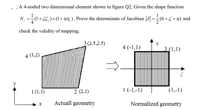 Solved A 4-noded two dimensional element shown in figure Q2, | Chegg.com
