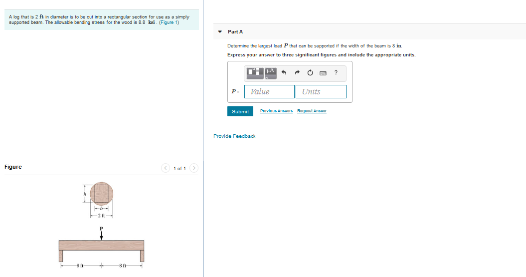 Solved A log that is 2 ft in diameter is to be cut into a | Chegg.com