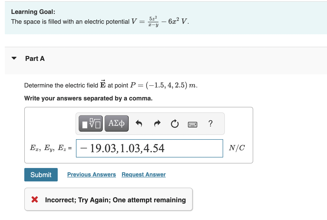 Solved Learning Goal: The space is filled with an electric | Chegg.com