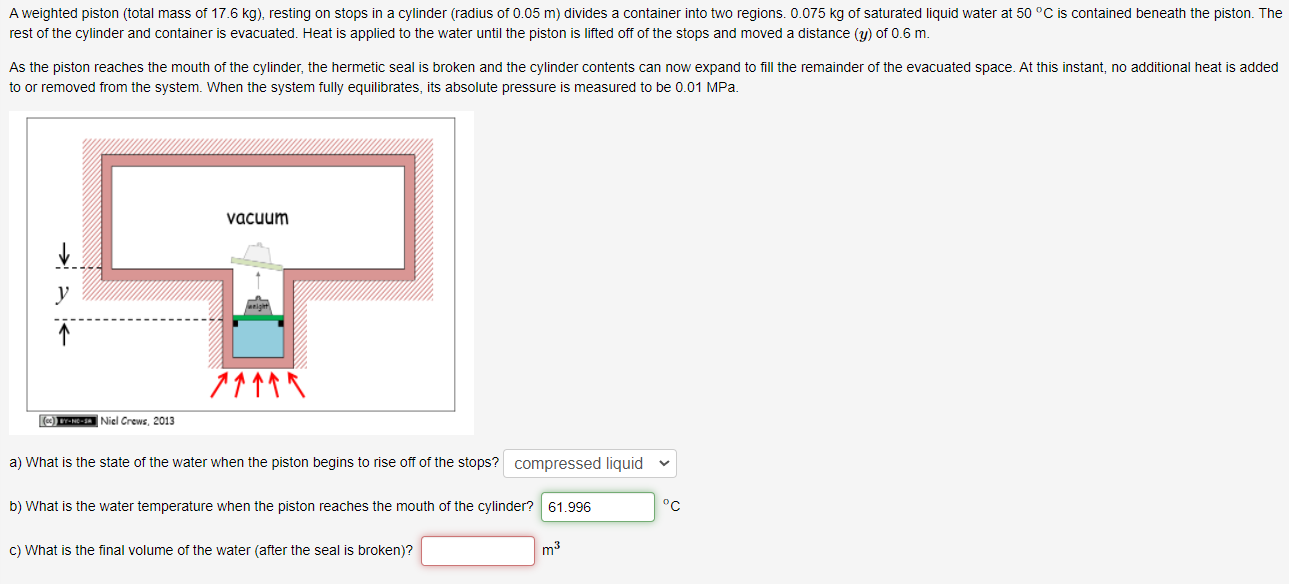 Solved A weighted piston (total mass of 17.6 kg), resting on | Chegg.com