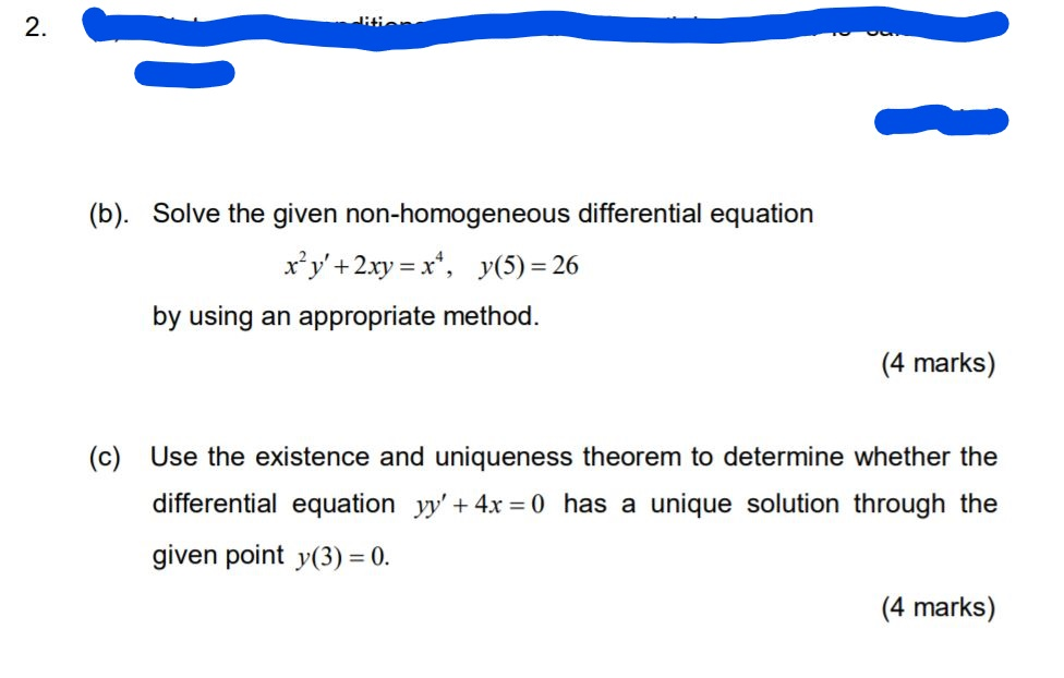 Solved 2. (b). Solve the given non-homogeneous differential | Chegg.com