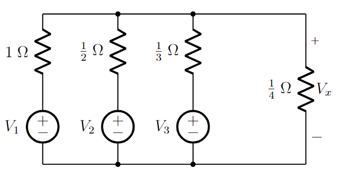 Solved Given: V1 = 83 volts, V2 = 83 volts, and V3 = 59 | Chegg.com