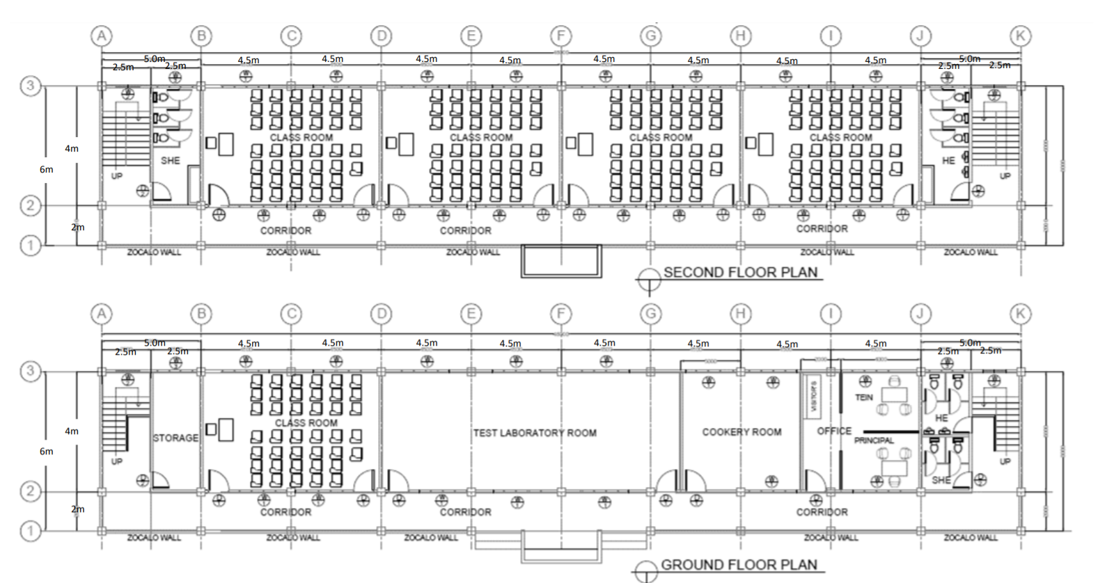 School Building Plan Drawing