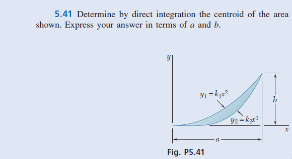 Solved 5.41 Determine by direct integration the centroid of | Chegg.com