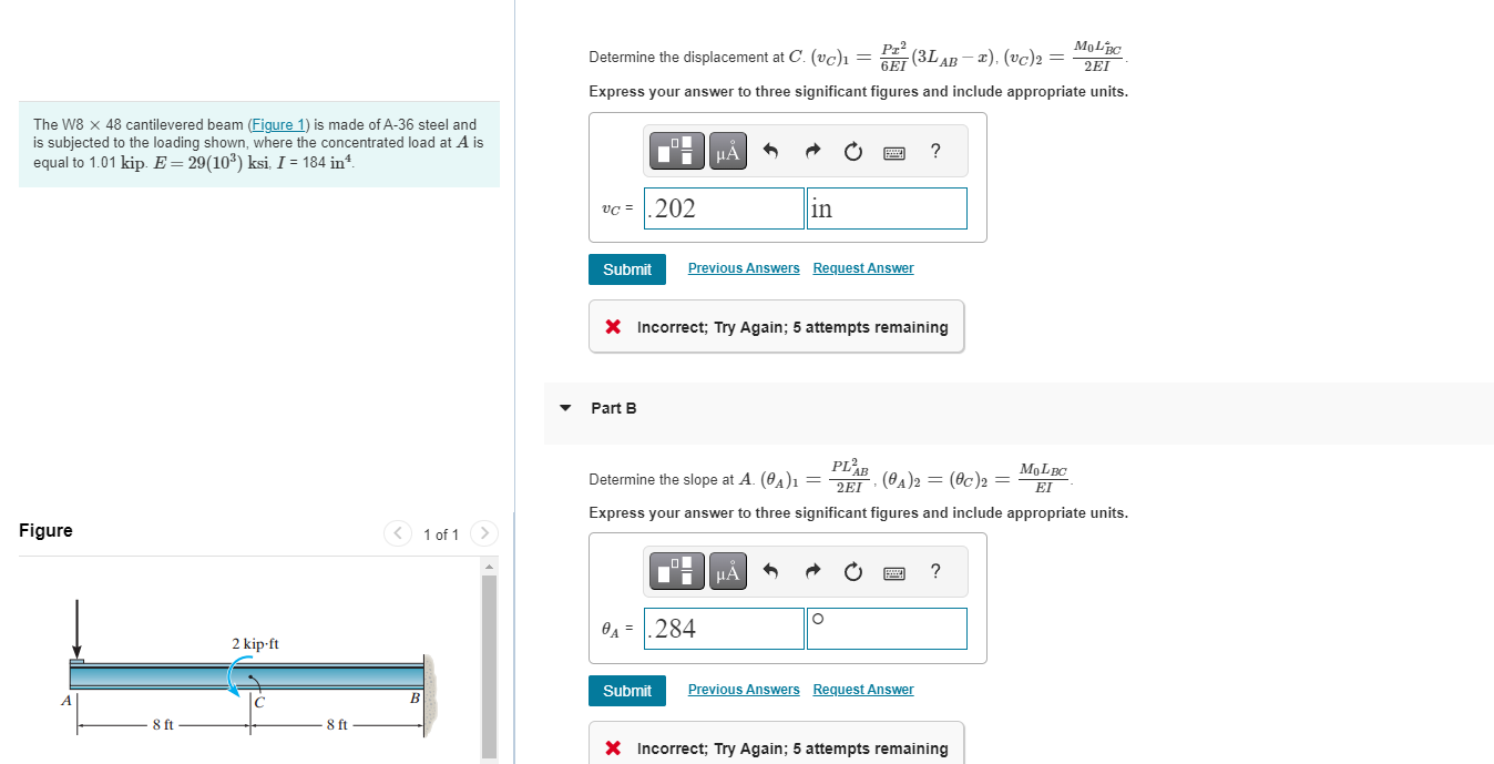 Solved The W8 ×48 cantilevered beam (Figure 1) is made of | Chegg.com