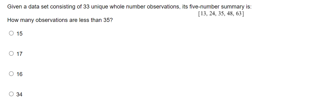 Solved Given a data set consisting of 33 unique whole number | Chegg.com