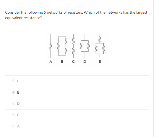 Solved Consider the following 5 networks of resistors. Which | Chegg.com