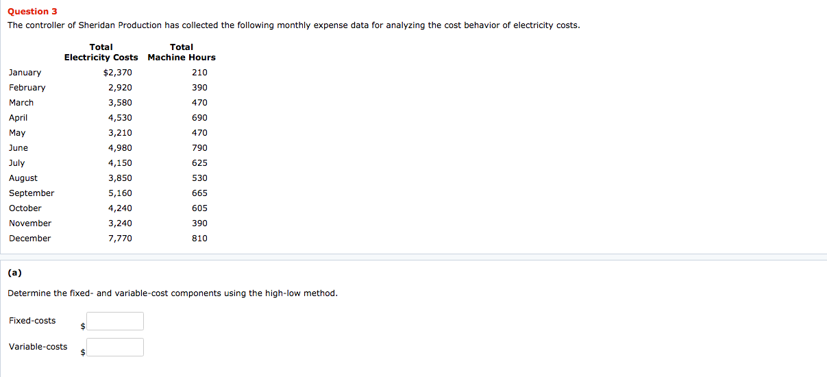 Solved Question 3 The controller of Sheridan Production has | Chegg.com