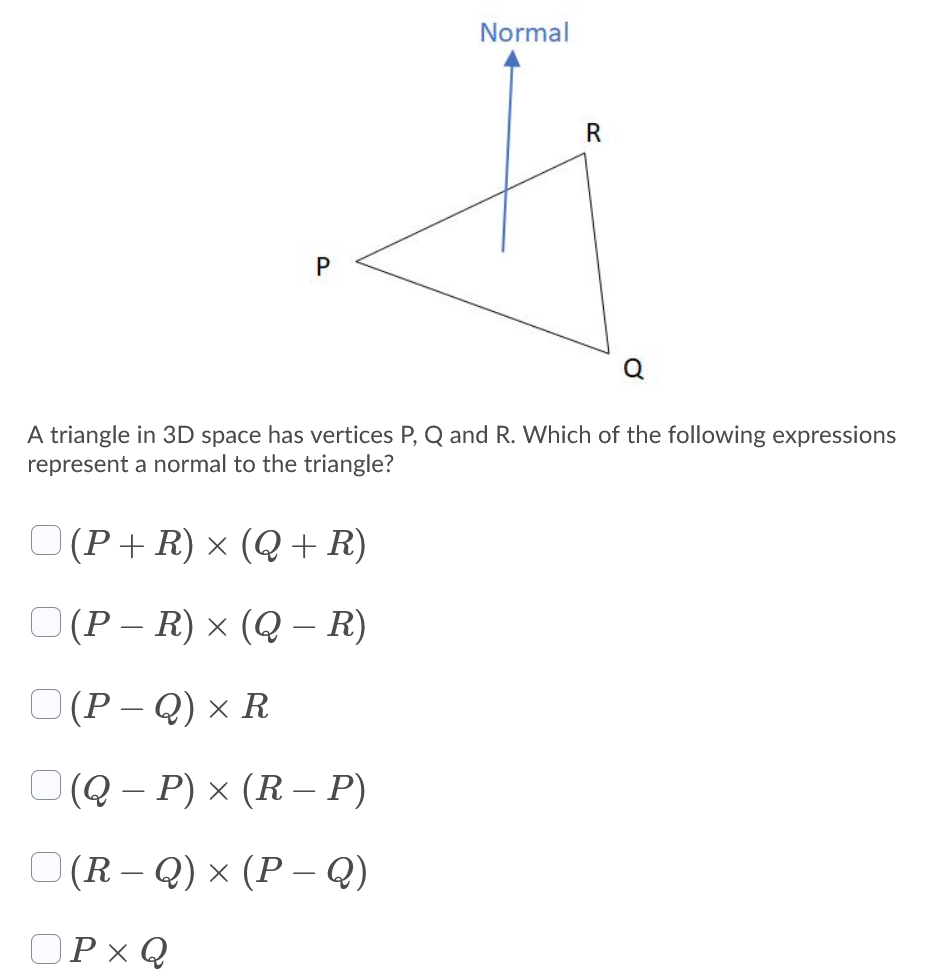 Solved Normal R P Q A triangle in 3D space has vertices P, Q | Chegg.com