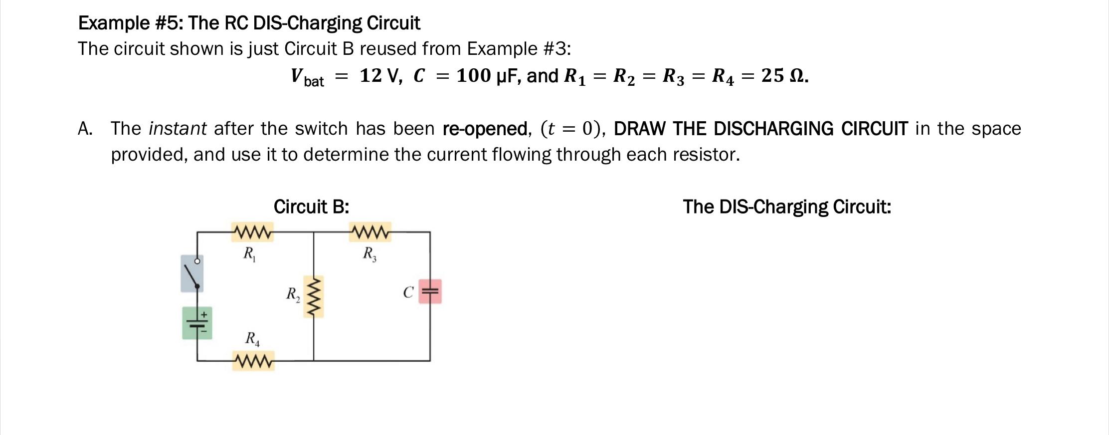 Solved Example #5: The RC DIS-Charging Circuit The circuit | Chegg.com