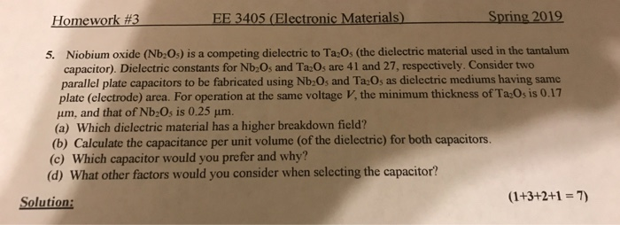 EE 3405(Electronic Materials) Spring 2019 5. Niobium | Chegg.com