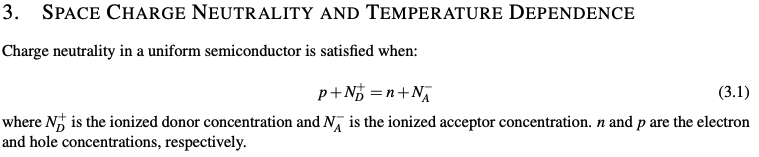 Solved 3. SPACE CHARGE NEUTRALITY AND TEMPERATURE DEPENDENCE | Chegg.com