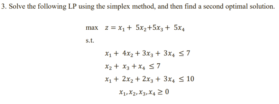 Solved 3. Solve the following LP using the simplex method, | Chegg.com