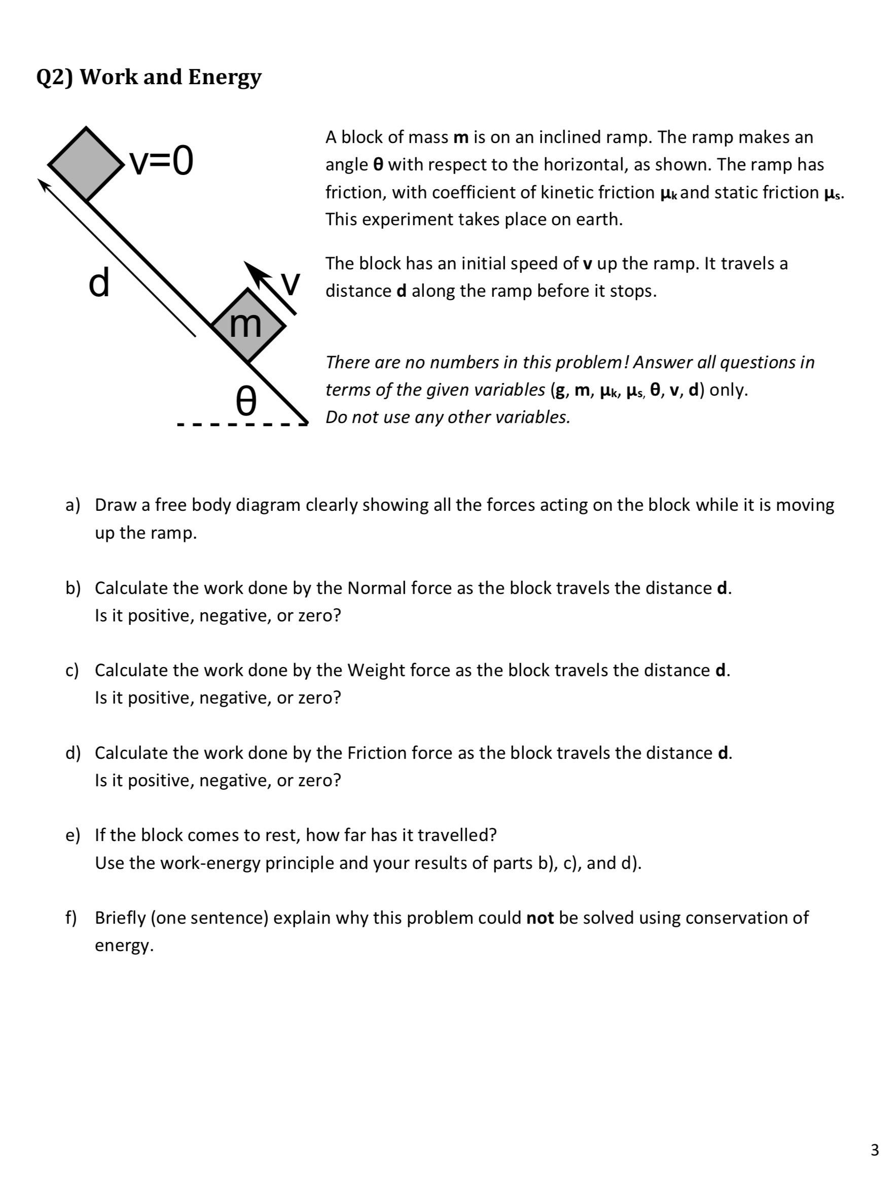 Solved Q2) Work and Energy A block of mass \\( \\mathbf{m} | Chegg.com