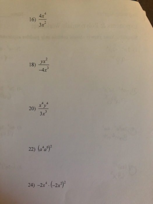Solved 4x 16) 3x 18) -4.x 20) ry 3x3 22) (a 24)-2x4. (-2x2)" | Chegg.com