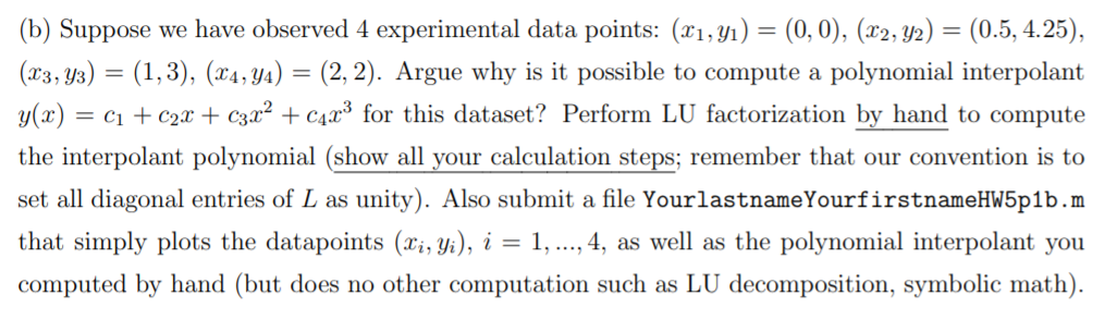 Solved Interpolation - Calculations by hand and coding with | Chegg.com