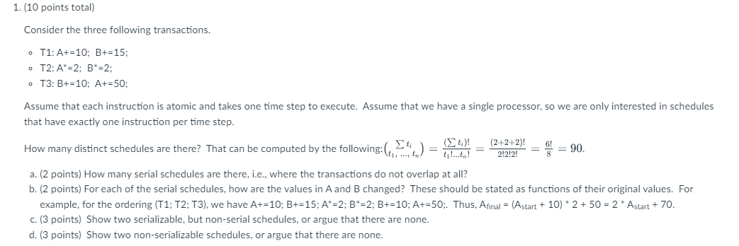Solved 1. (10 points total) Consider the three following | Chegg.com