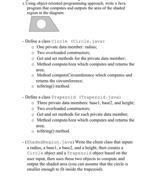 Solved 1. Using object-oriented programming approach, write | Chegg.com