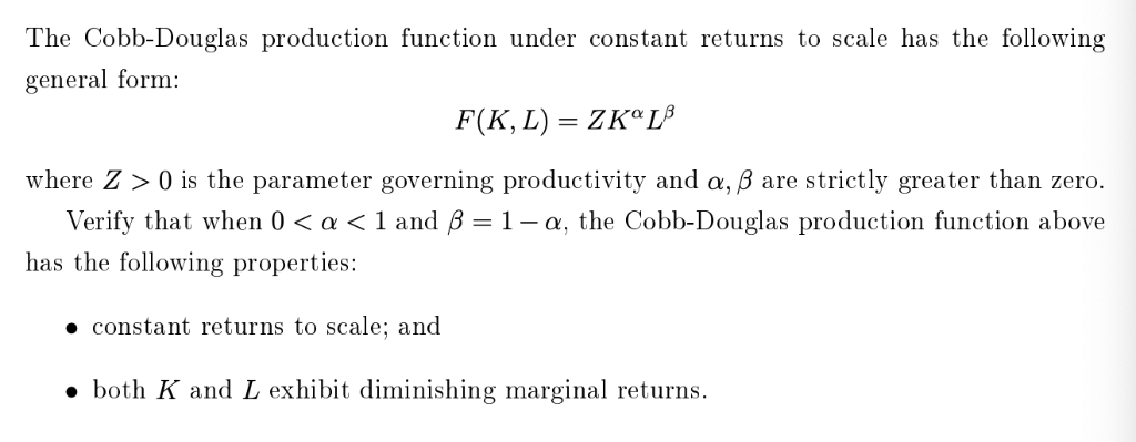 Solved The Cobb-Douglas production function under constant | Chegg.com
