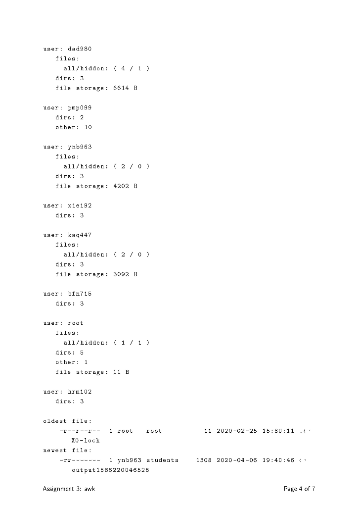 ASSIGNMENT 3: AWK CS3423 - Systems Programming Sam | Chegg.com