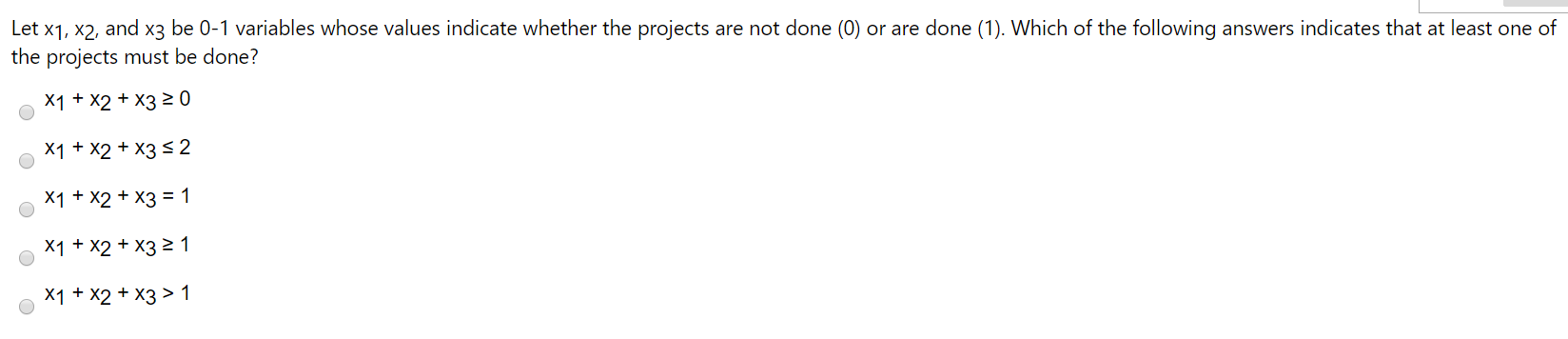 Solved Let x1, x2, and x3 be 0-1 variables whose values | Chegg.com