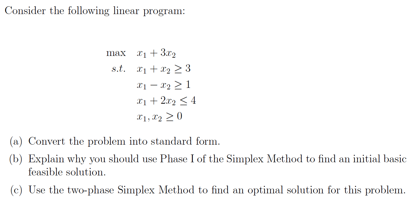 Solved Consider the following linear program: max s.t. | Chegg.com