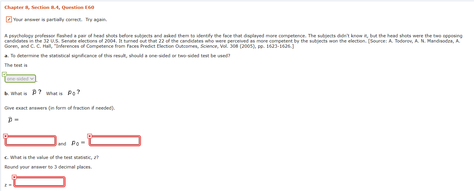 Solved Chapter 8, Section 8.4, Question E60 Your answer is | Chegg.com