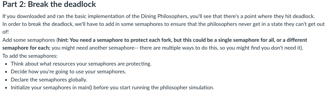Solved Implementing the Dining Philosopher's problem, | Chegg.com