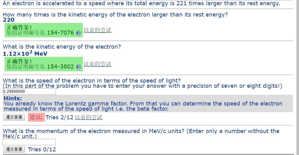 Solved An electron is accelerated to a speed where its total | Chegg.com