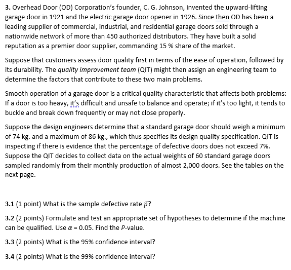 Solved 3. Overhead Door (OD) Corporation's founder, C. G. | Chegg.com