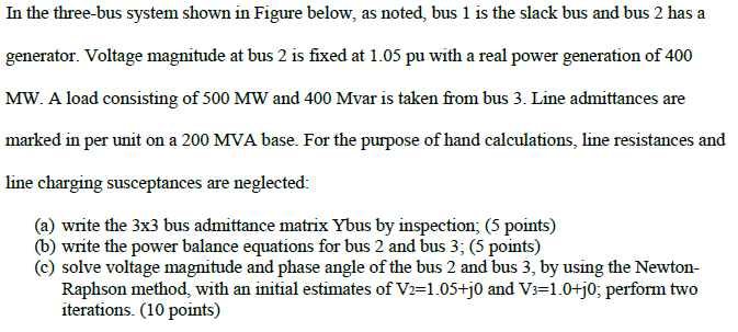 Solved In the three-bus system shown in Figure below, as | Chegg.com