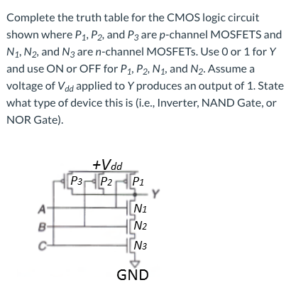 Solved Complete the truth table for the CMOS logic circuit | Chegg.com